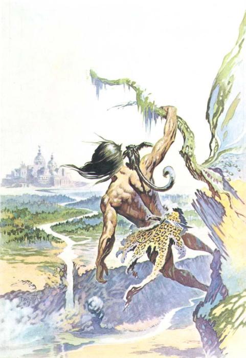 Tarzan Looking At A City ｜ Original Oil Painting by Artist Monkeys